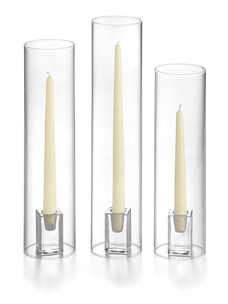 36 Taper Candles, 36 Glass Chimneys and 36 Square Block Holders – Yummi ...